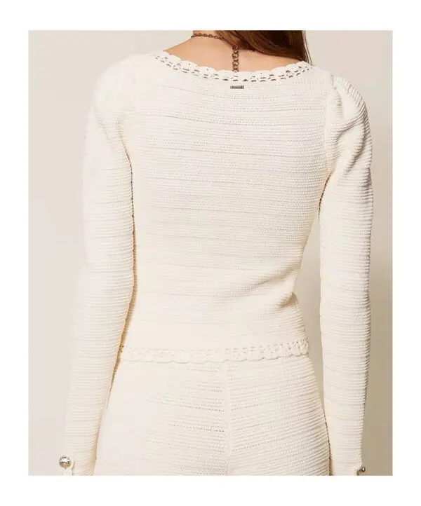 TWINSET Crochet Detailed Ribbed-knit Jumper