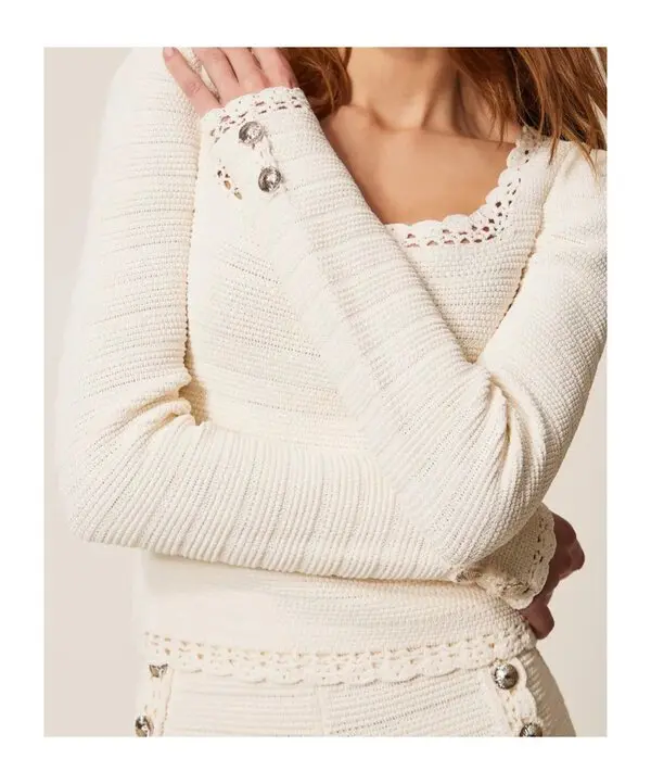 TWINSET Crochet Detailed Ribbed-knit Jumper