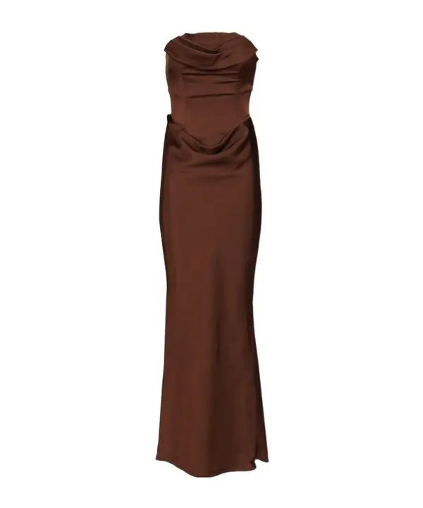 ROTATE BY BIRGER CHRISTENSEN Draped Strapless Maxi Dress
