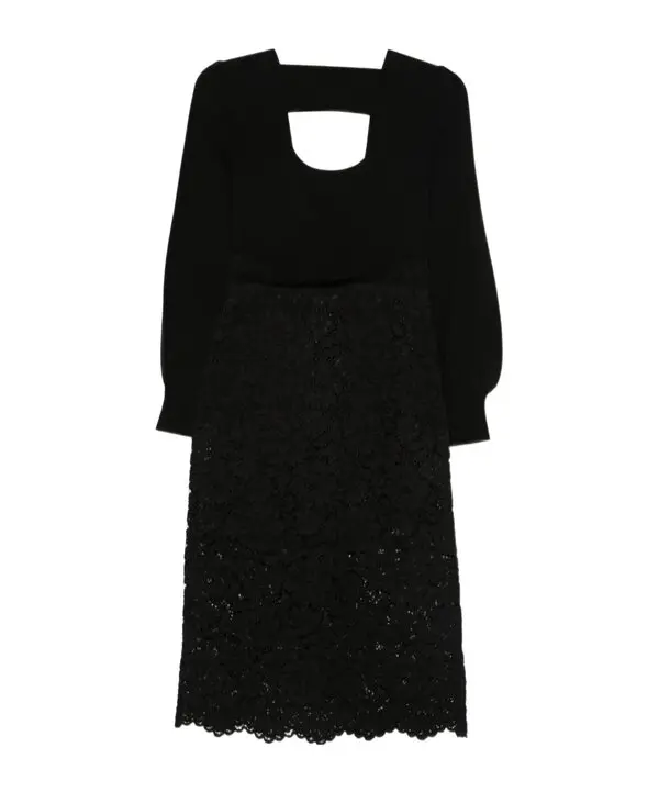 TWINSET Knit Lace Midi Dress