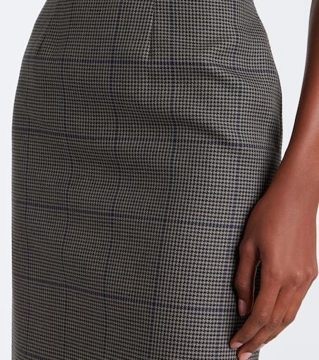 MUGLER Houndstooth Wool Midi Dress