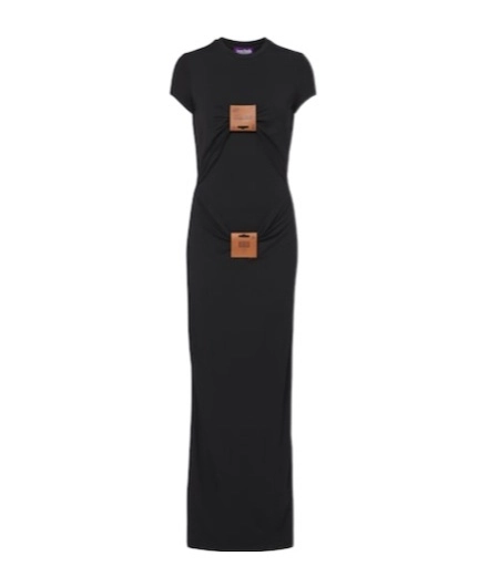 JEAN PAUL GAULTIER Leather-trimmed Jersey Maxi Dress