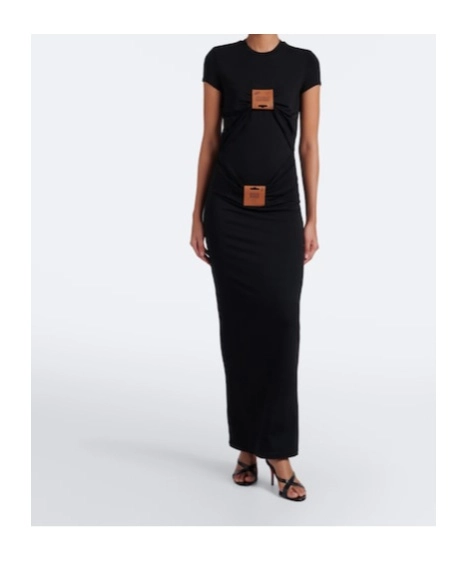 JEAN PAUL GAULTIER Leather-trimmed Jersey Maxi Dress