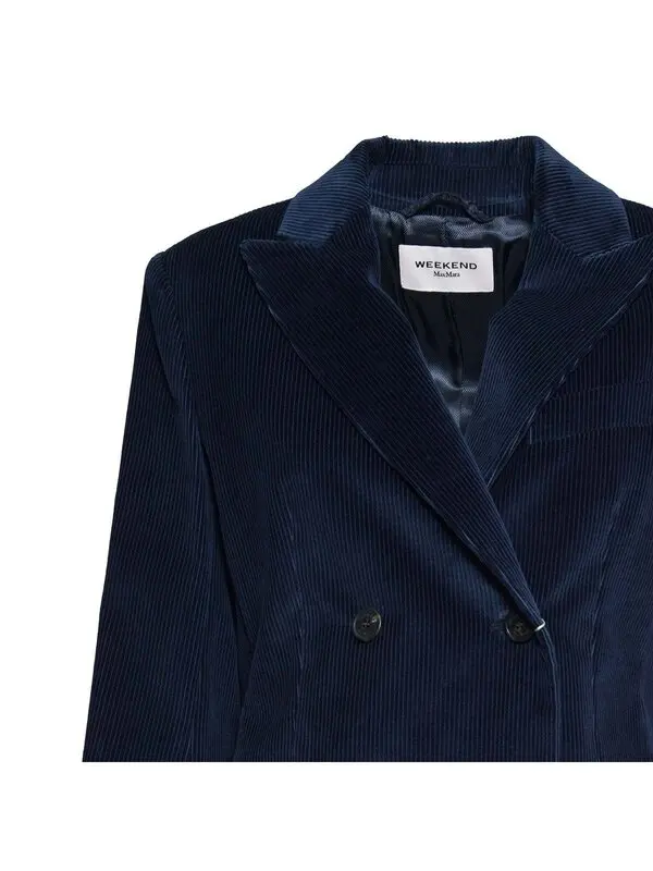 Max Mara Cotton Corduroy Velvet Blazer - Navy Blue