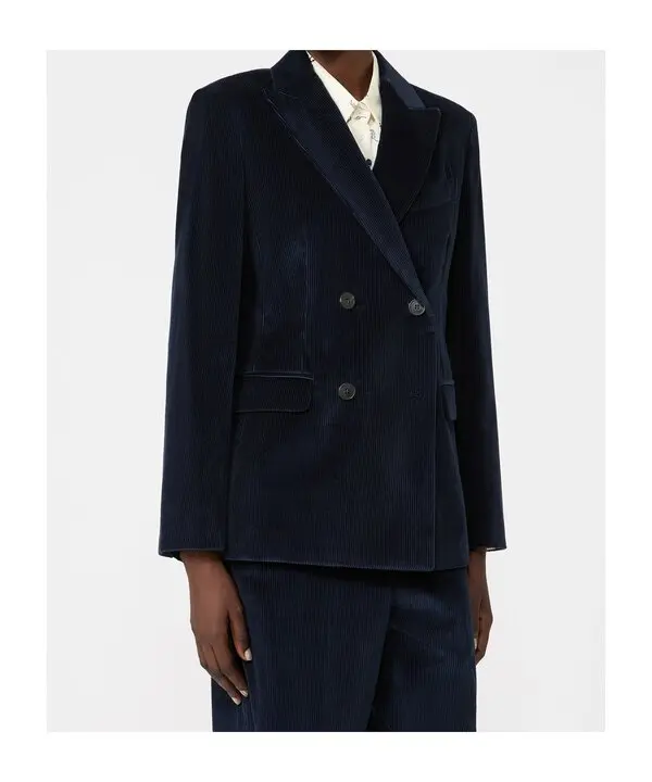 Max Mara Cotton Corduroy Velvet Blazer - Navy Blue