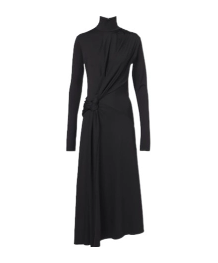 Victoria Beckham Letice Gathered Turtleneck Jersey Midi Dress