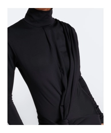 Victoria Beckham Letice Gathered Turtleneck Jersey Midi Dress