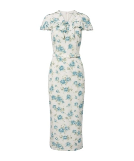 Alessandra Rich Caped Floral Silk Midi Dress - White