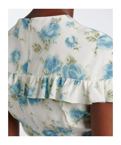 Alessandra Rich Caped Floral Silk Midi Dress