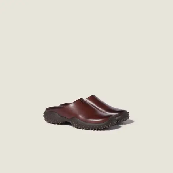 Miu Miu Leather Mules - Brown