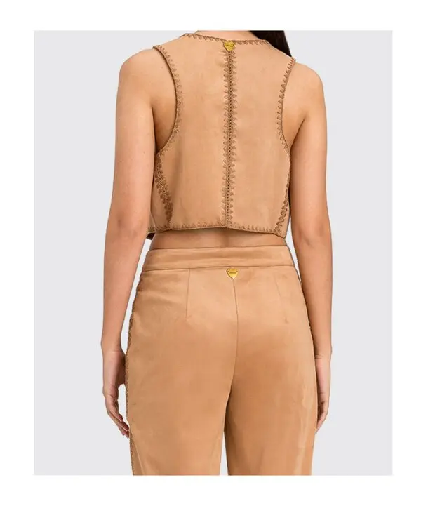 TWINSET Embroidered Suede Waistcoat