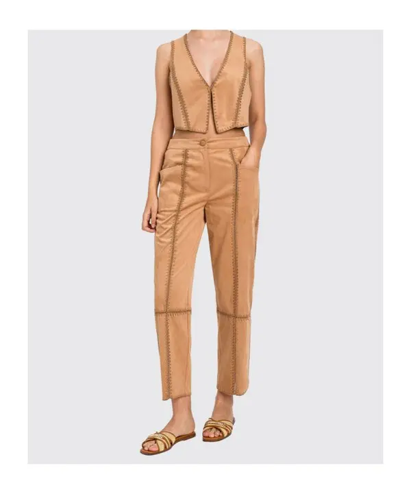 TWINSET Embroidered Suede Waistcoat
