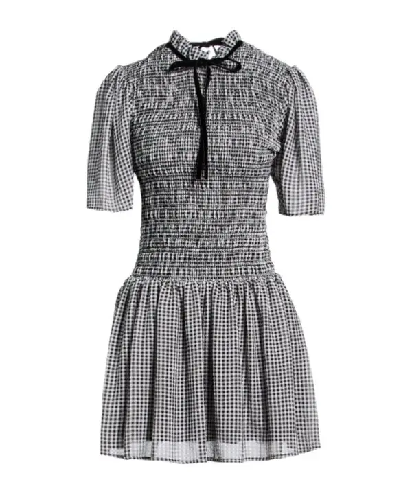 GANNI Plaid Short Sleeve Dress