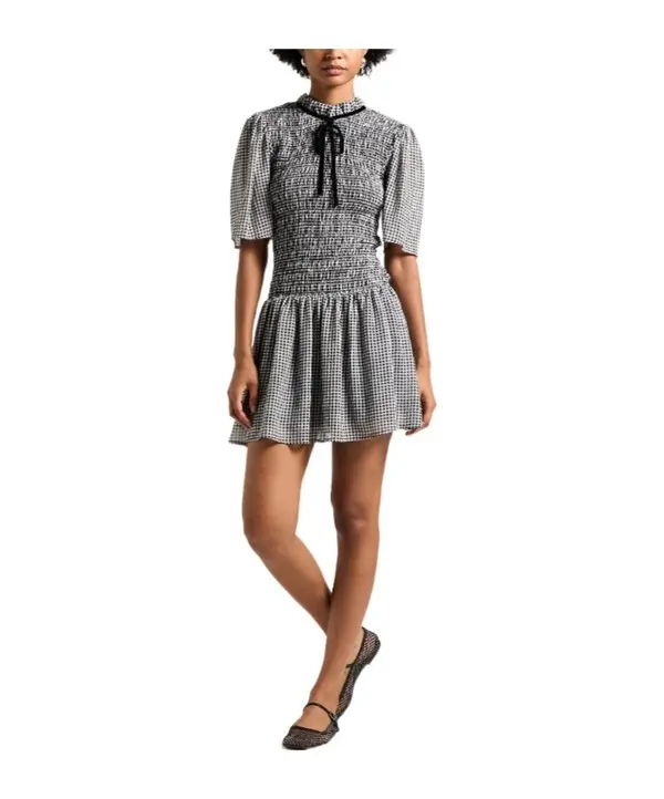GANNI Plaid Short Sleeve Dress