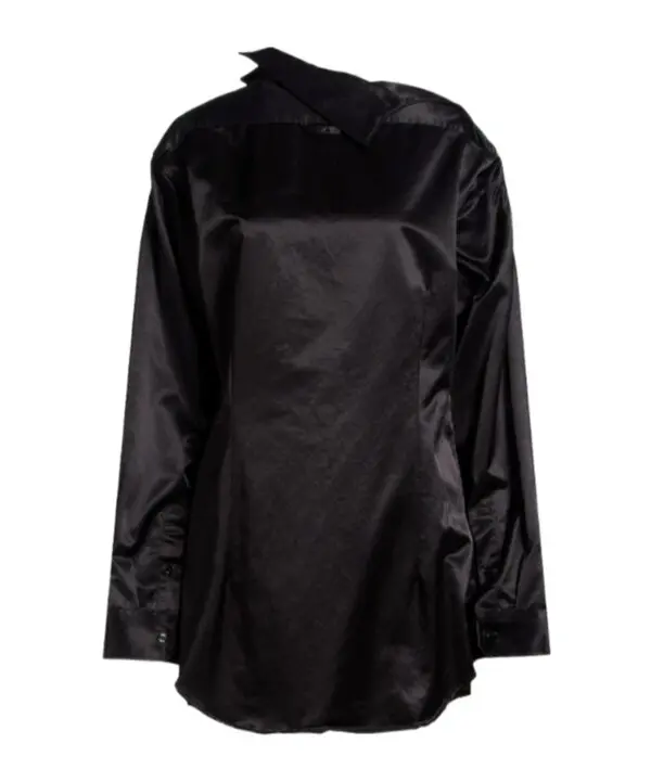 MAISON MARGIELA Denim Satin Long Sleeve Top