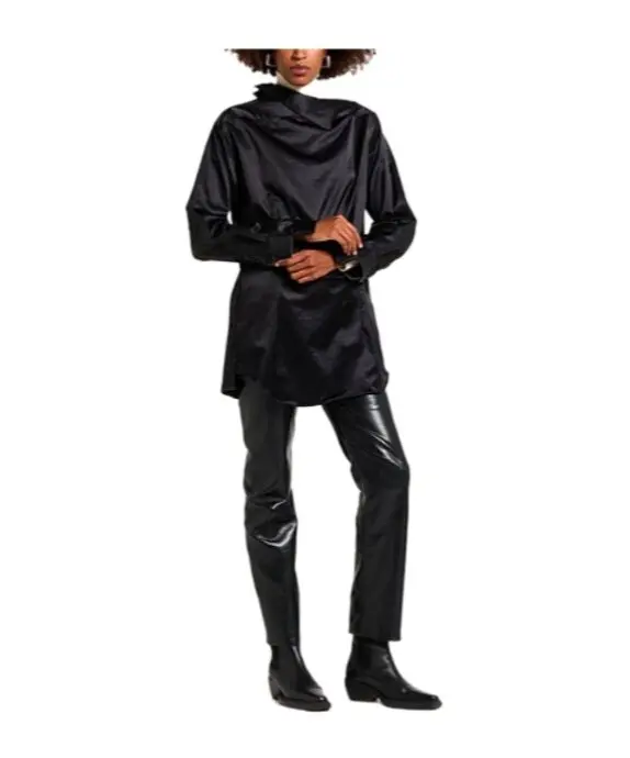 MAISON MARGIELA Denim Satin Long Sleeve Top