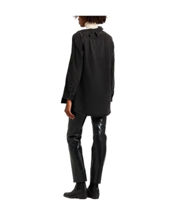 MAISON MARGIELA Denim Satin Long Sleeve Top