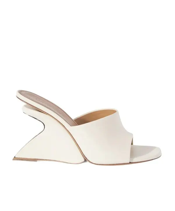 Off-White Jug Open Toe Wedged Mules - White