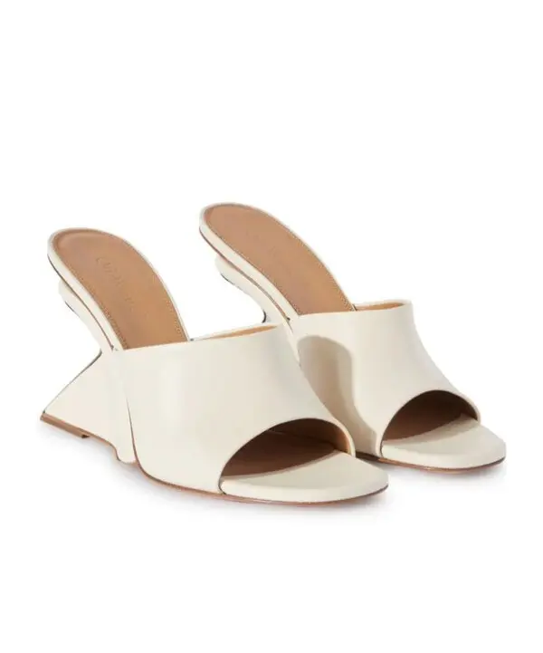 Off-White Jug Open Toe Wedged Mules - White