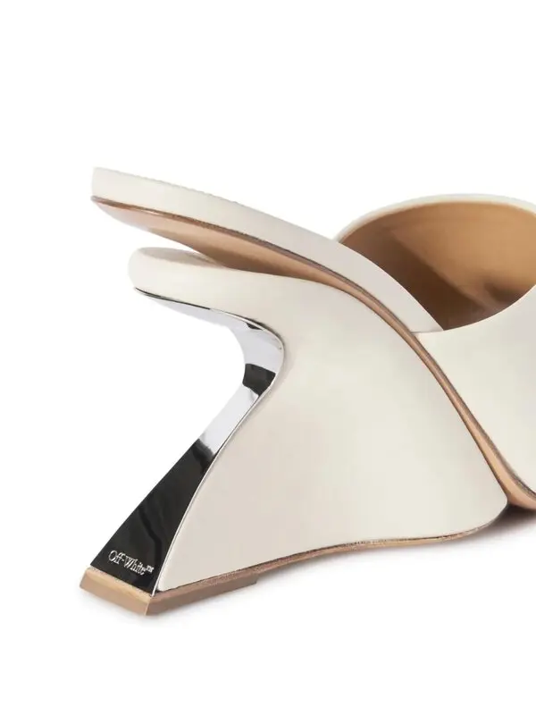 Off-White Jug Open Toe Wedged Mules - White