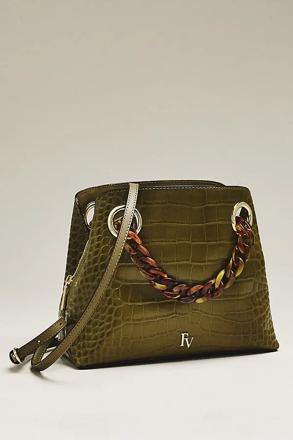 FRANCES VALENTINE Skip Leather Satchel - Olive