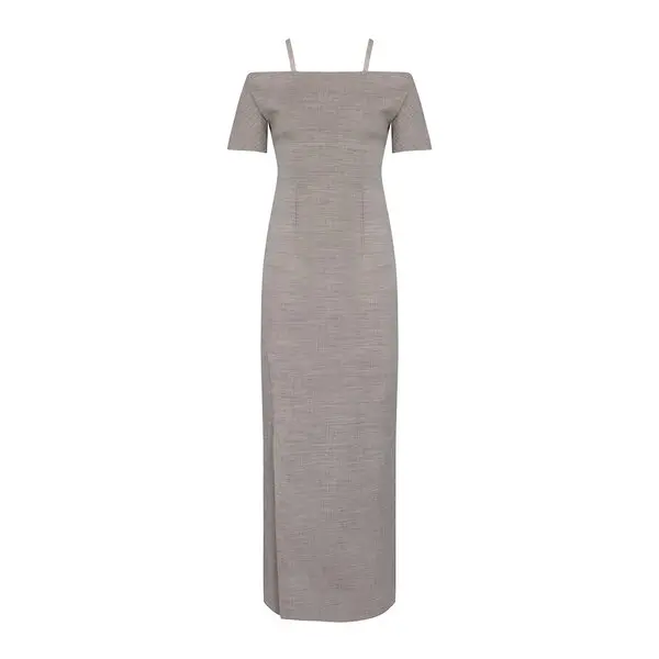 AYA DESIGN Primitive Off-shoulder Column Dress