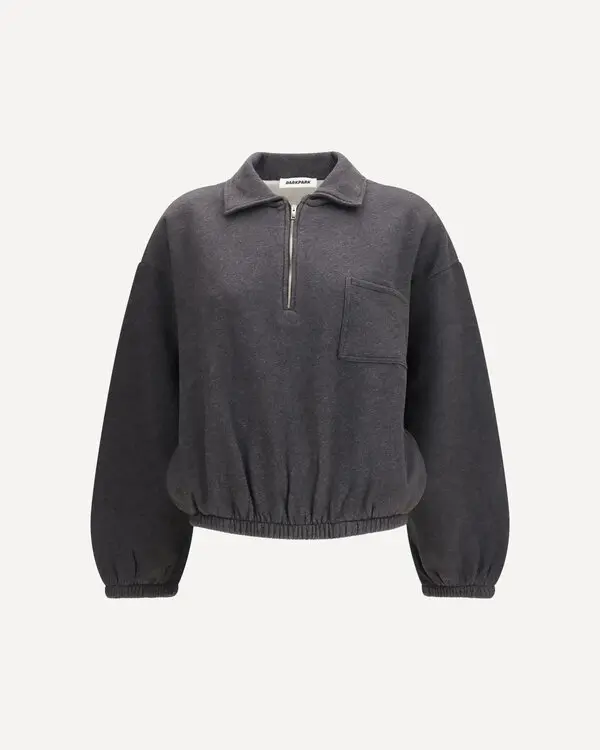 DARKPARK Alva Crop Quarter-zip Sweatshirt With Chest Pocket