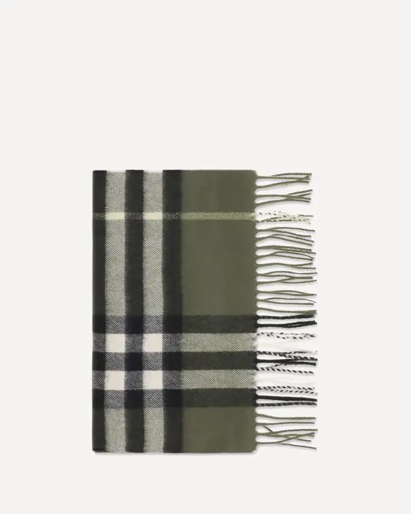 Burberry Check Cashmere Scarf - Green