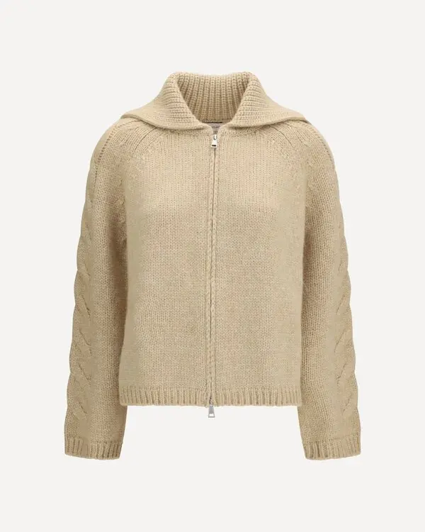 Moncler Alpaca And Wool Blend Zip Cardigan
