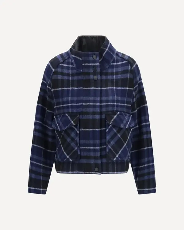 Pinko Campanula Check Double-cloth Caban - Blue