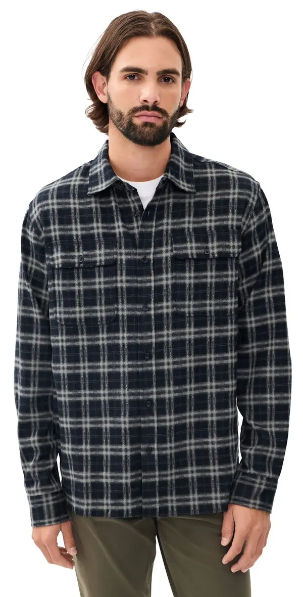 Joe's Jeans Plaid Double Flap Pocket Shirt - Navy Multi