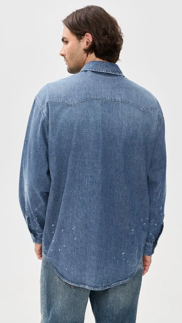 MAISON MARGIELA Bicolor Denim Button Down Shirt