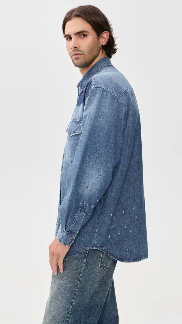 MAISON MARGIELA Bicolor Denim Button Down Shirt