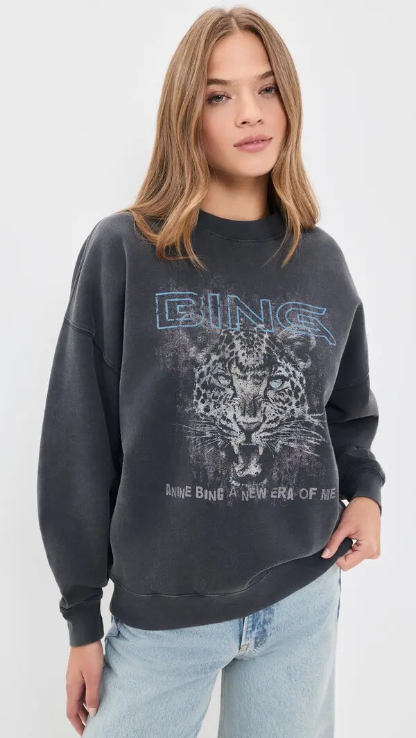 ANINE BING Miles Leopard Muse Sweatshirt