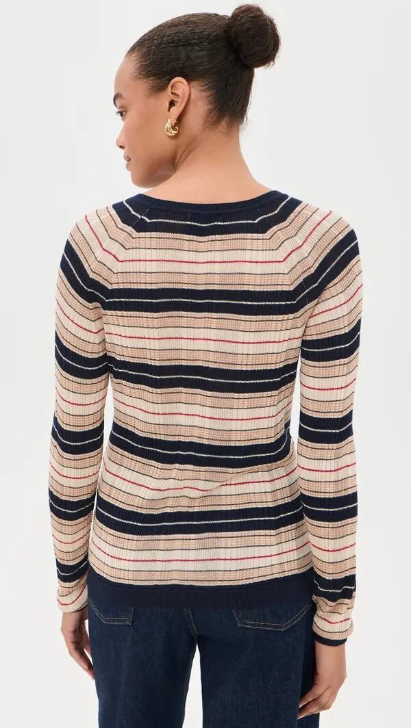 Rag & Bone Teresa Silk-blend Stripe Crew Pullover