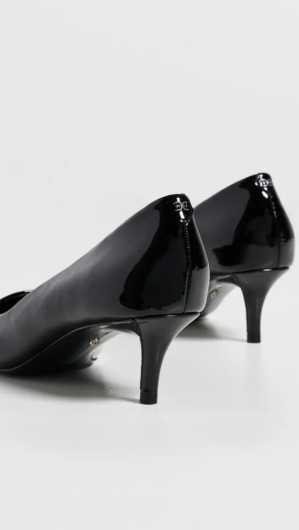 Sam Edelman Leather Patent Kitten Heel Pumps - Black