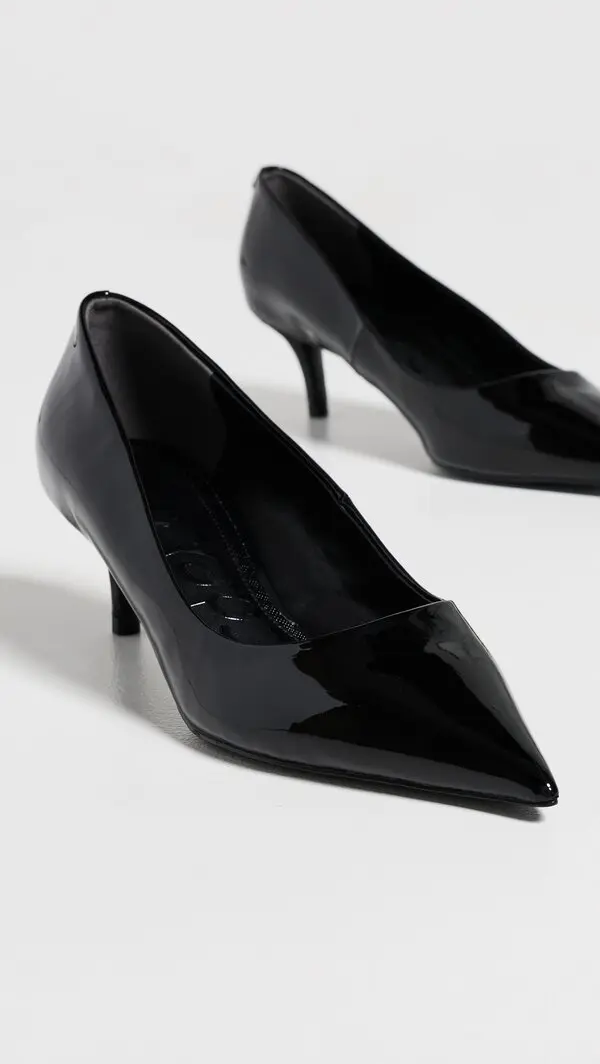 Sam Edelman Leather Patent Kitten Heel Pumps - Black