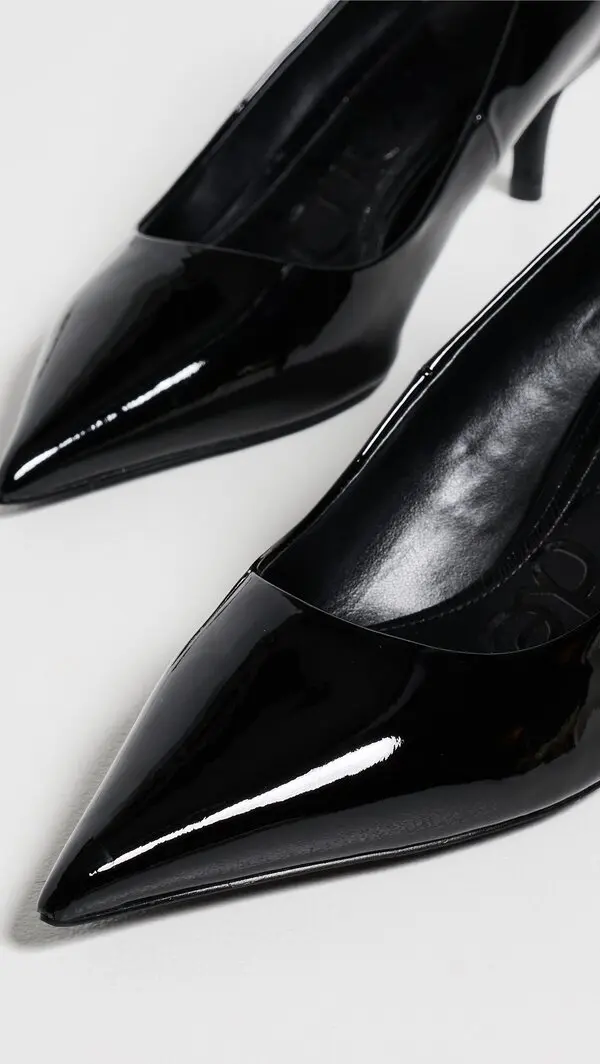 Sam Edelman Leather Patent Kitten Heel Pumps - Black