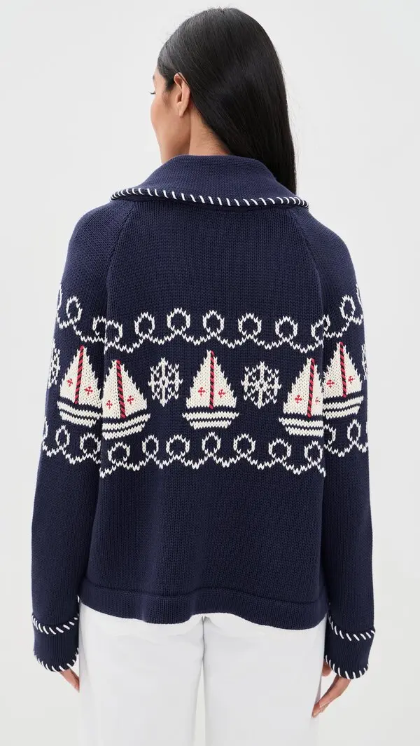 MAREA Nautical Intarsia Shawl Cardigan