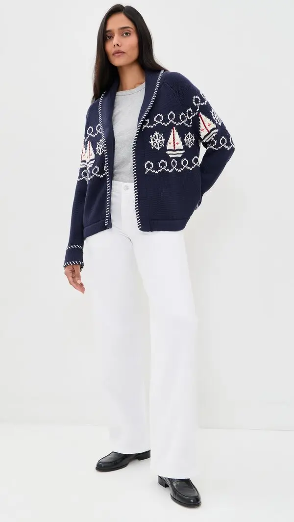 MAREA Nautical Intarsia Shawl Cardigan