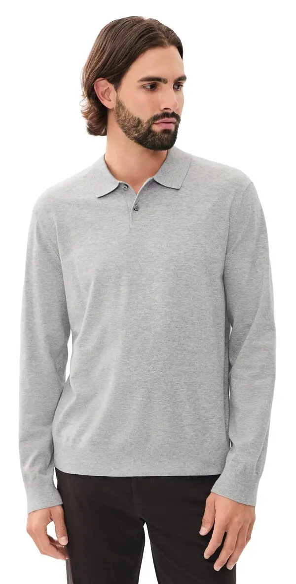 Theory Goris Light Bilen Polo - Light Heather Grey