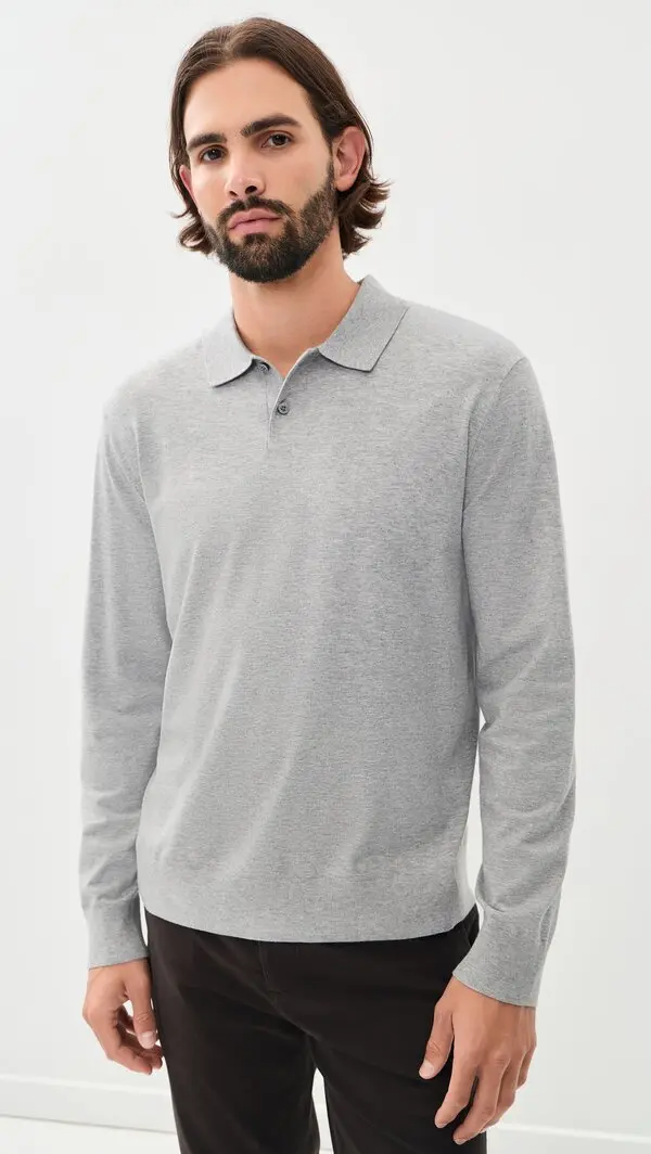 Theory Goris Light Bilen Polo - Light Heather Grey