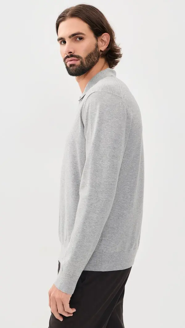 Theory Goris Light Bilen Polo - Light Heather Grey