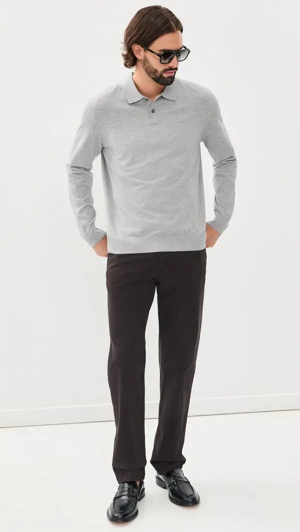 Theory Goris Light Bilen Polo - Light Heather Grey