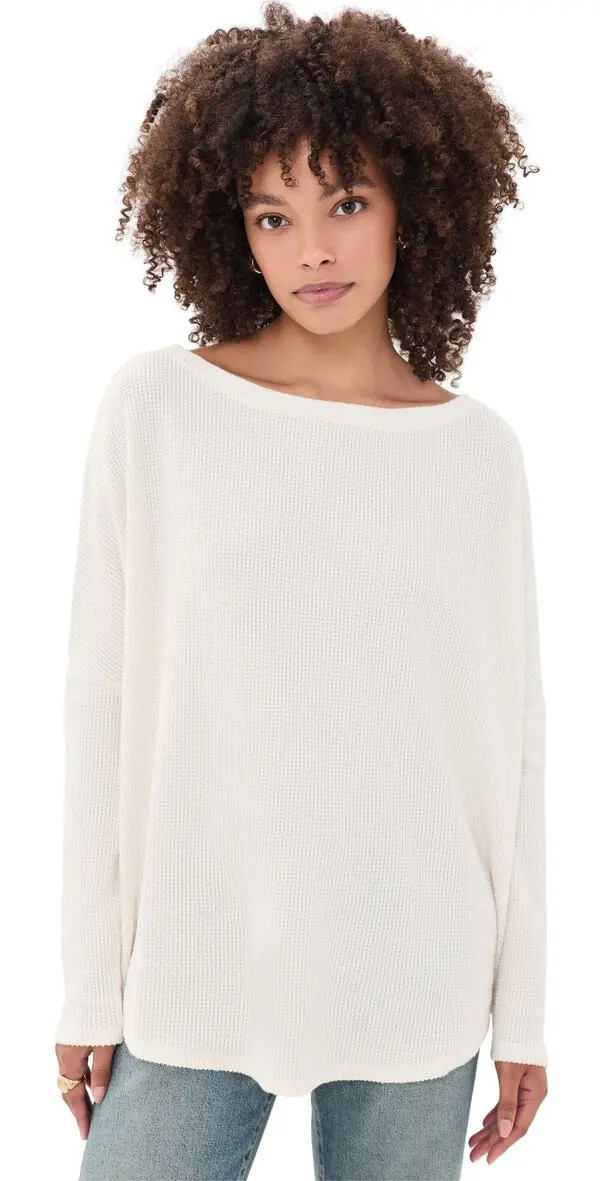 Free People Latte Blues Thermal Top