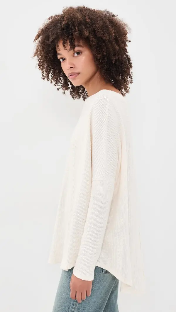 Free People Latte Blues Thermal Top