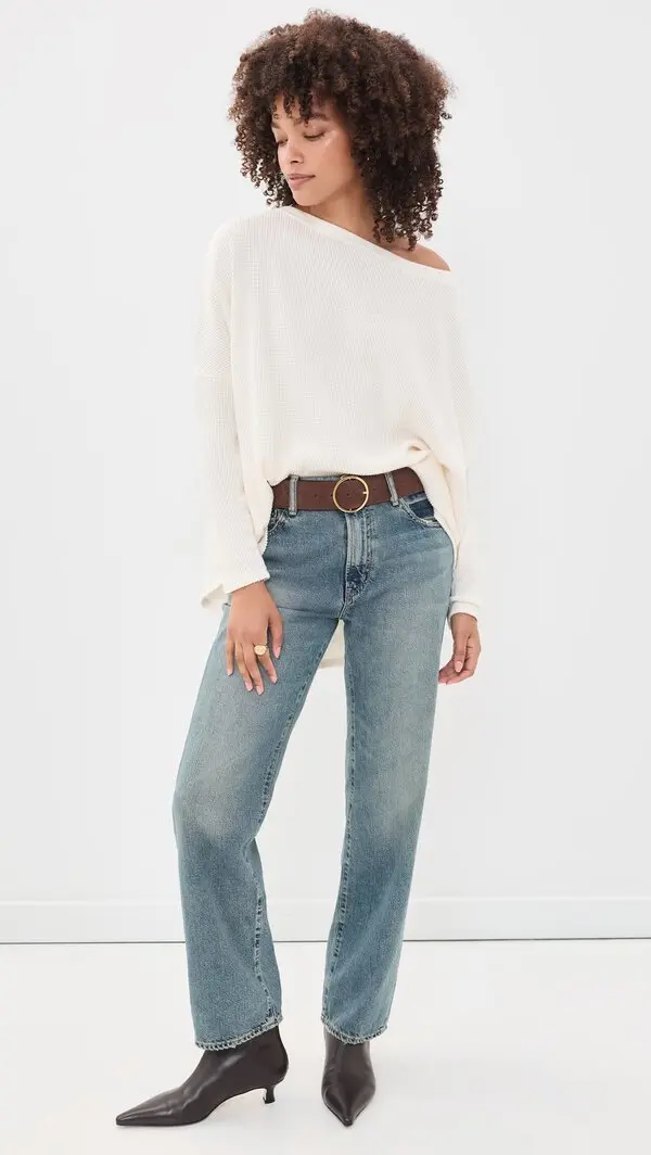 Free People Latte Blues Thermal Top