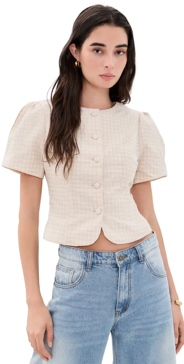 Lioness Femme Blouse - Beige Check