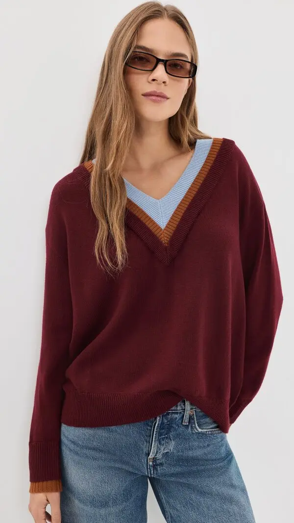 Staud Norman Wool V-neck Sweater