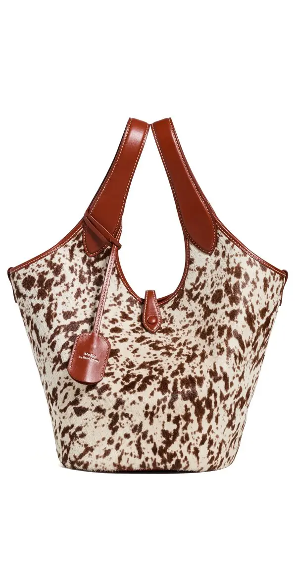 Polo Ralph Lauren Haircalf Medium Tote - Spotted Brown Multi
